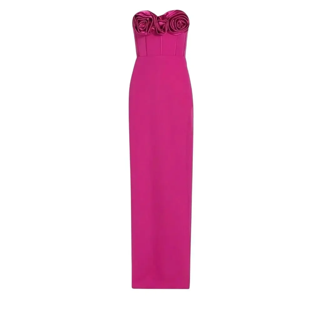 Monique Lhuillier | Dresses | Monique Lhuillier Rosette Coreset Maxi ...